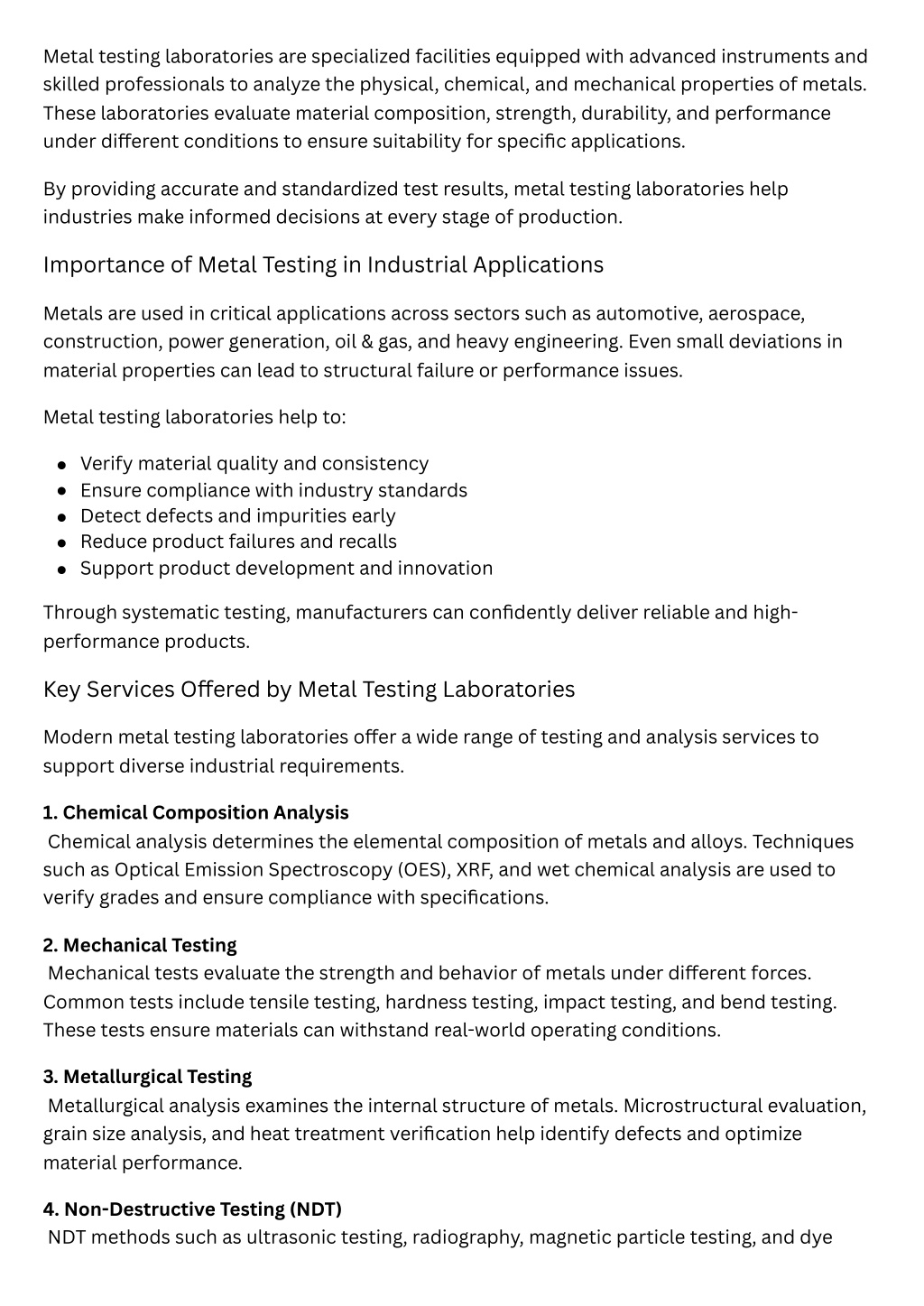 PPT - Metal Testing Laboratories Ensuring Quality, Safety, and ...