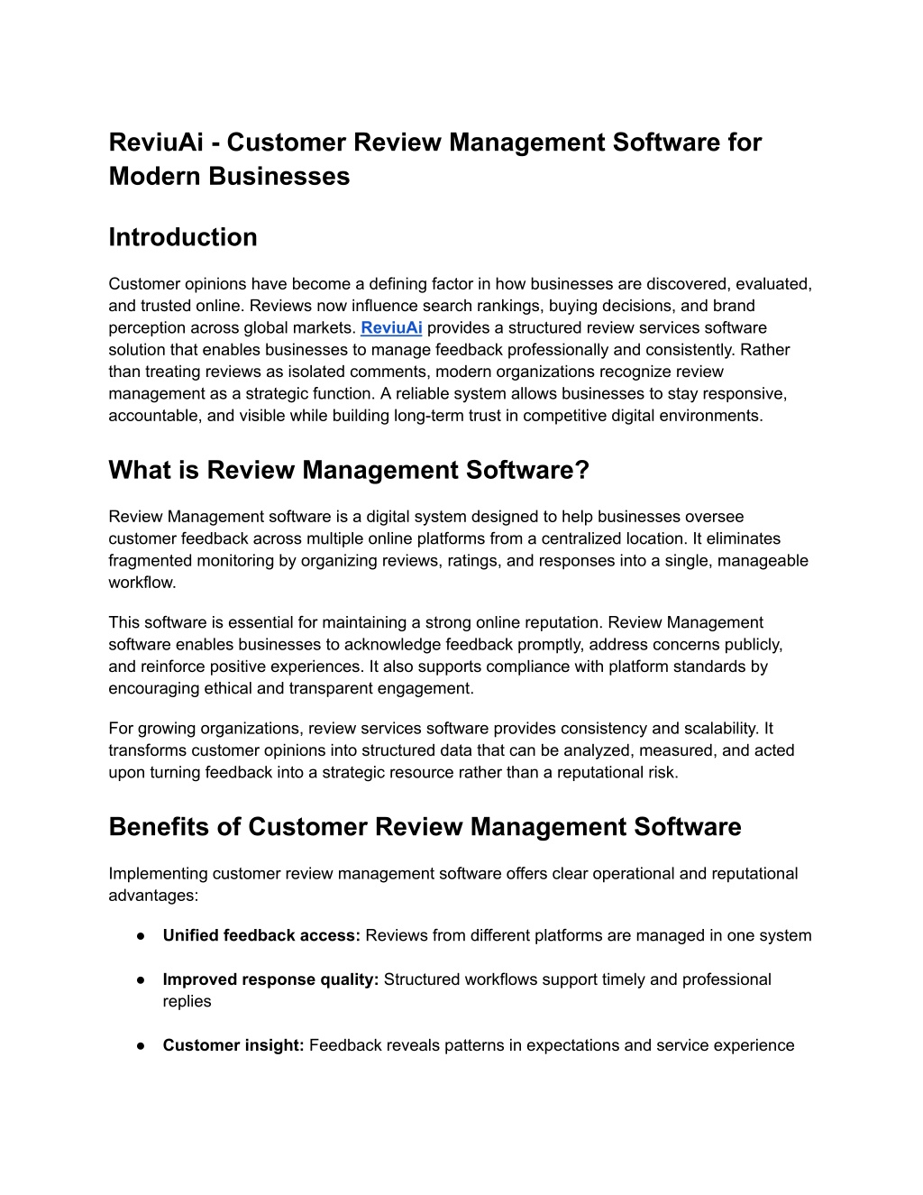 PPT - ReviuAi - Customer Review Management Software for Modern ...
