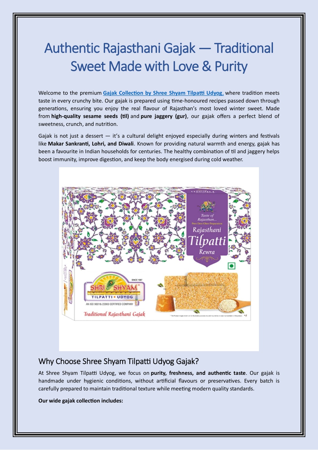 PPT - Authentic Rajasthani Gajak — Traditional Sweet Made with Love ...