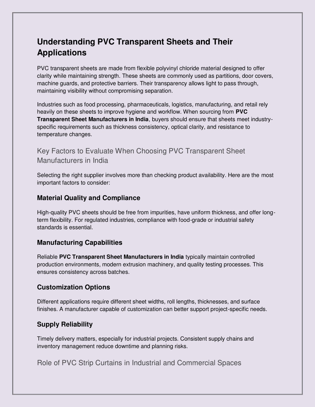PPT - PVC Transparent Sheet Manufacturers in India What to Know Before ...