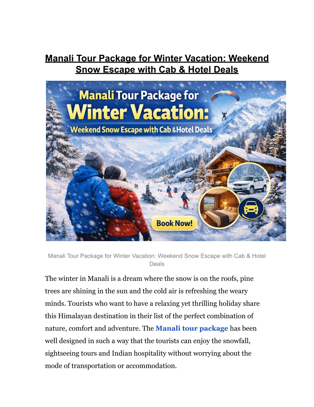 PPT - Manali Tour Package for Winter Vacation_ Weekend Snow Escape with ...