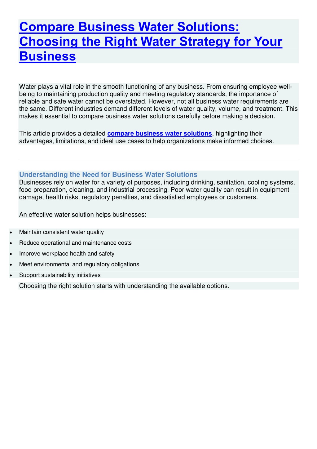 PPT - Compare Business Water Solutions: Choosing the Right Water ...