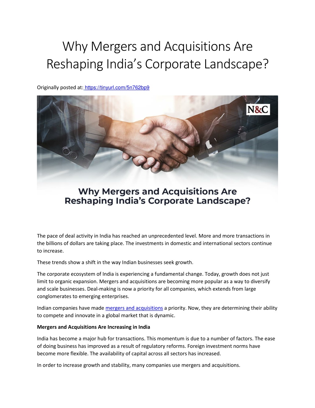 PPT - Why Mergers and Acquisitions Are Reshaping India’s Corporate ...