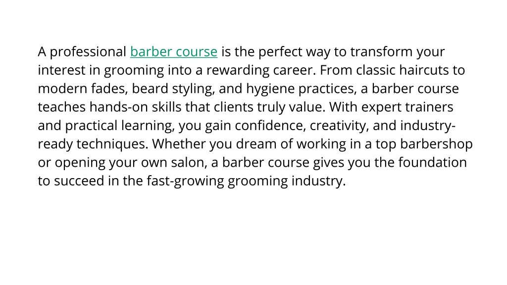 PPT - Barber Course_ Turn Your Passion into a Profession PowerPoint ...