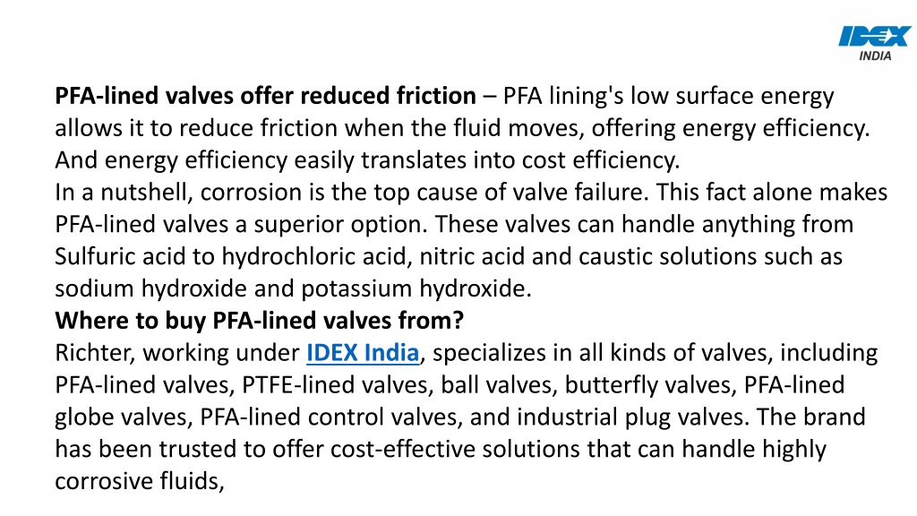 PPT - Understanding the Cost-Effectiveness of PFA Lined Valves ...