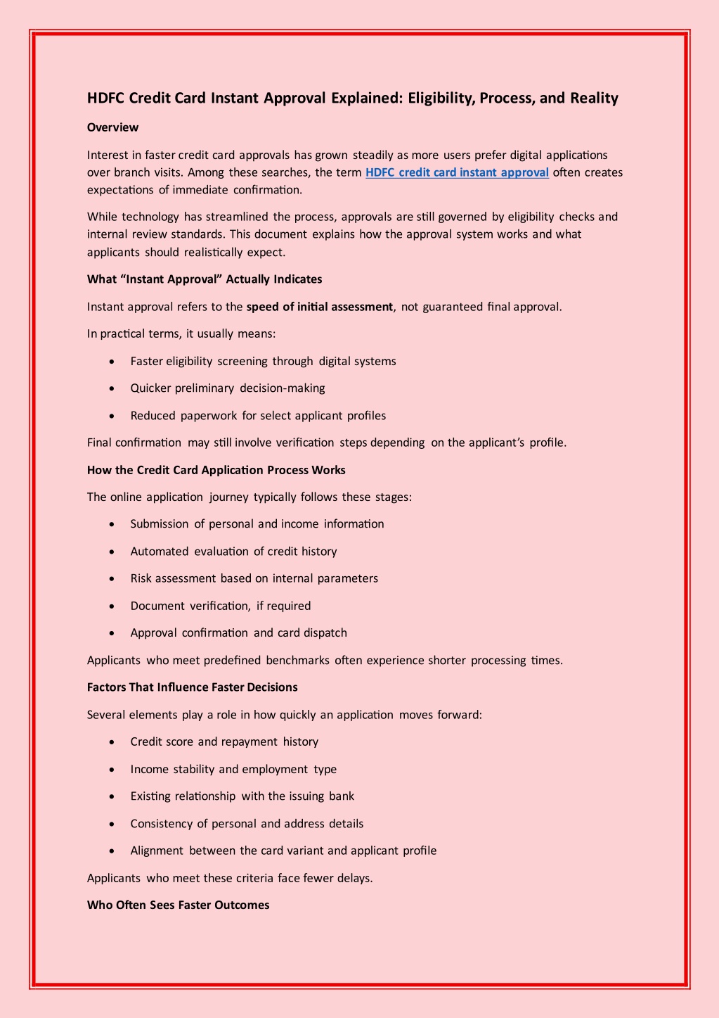 PPT - HDFC Credit Card Instant Approval: Eligibility, Process & What to ...