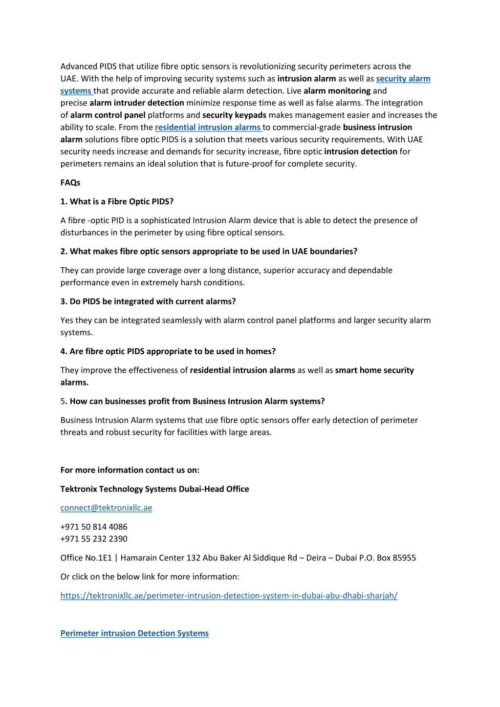 PPT - Advanced PIDS: Fibre Optic Sensors for UAE Perimeters PowerPoint ...
