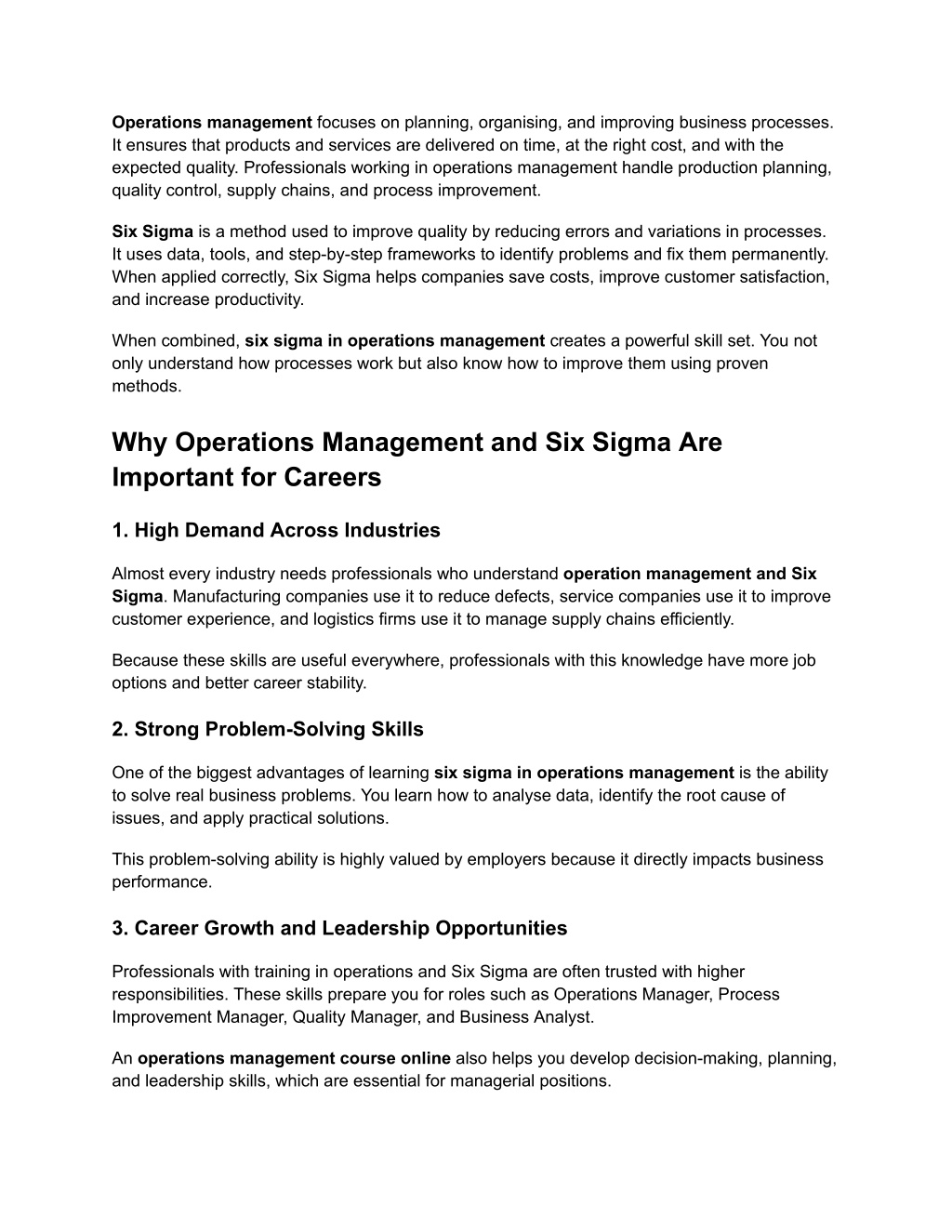 PPT - How Operations Management and Six Sigma Boost Your Career ...