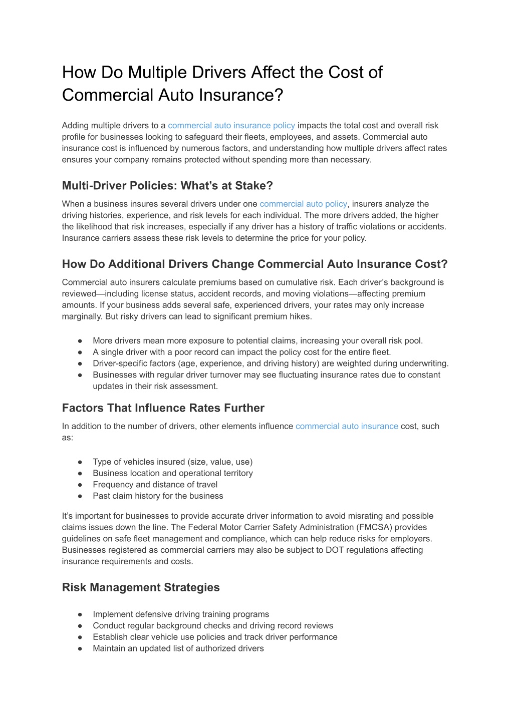 PPT - How Do Multiple Drivers Affect the Cost of Commercial Auto ...