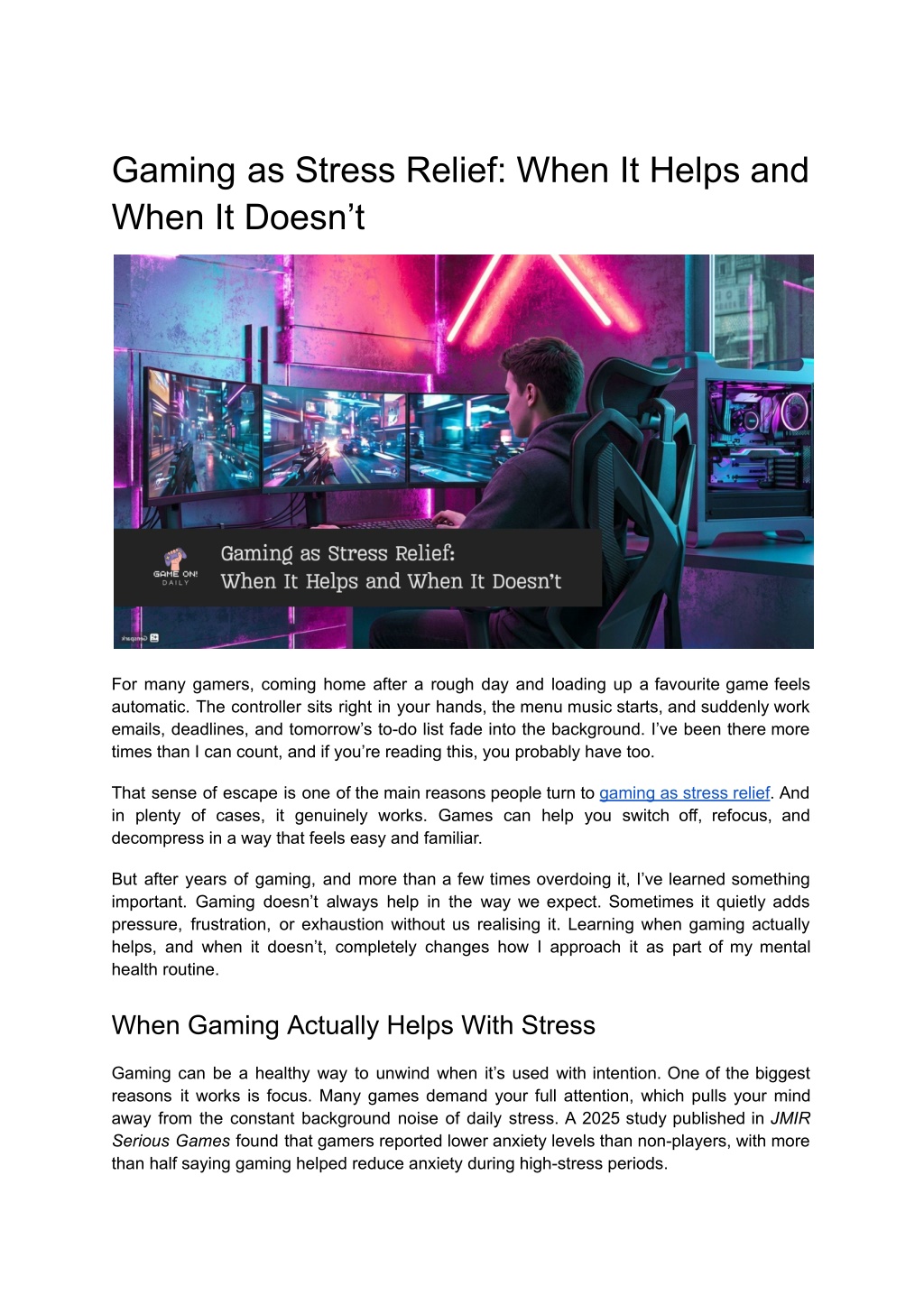 PPT - Gaming as Stress Relief_ When It Helps and When It Doesn’t ...