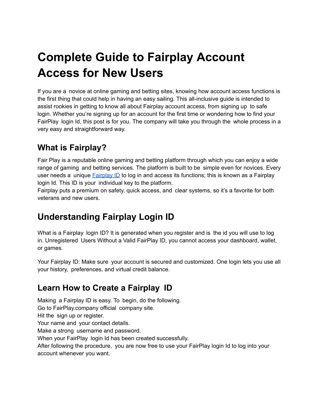 PPT - Complete Guide to Fairplay Account Access for New Users ...