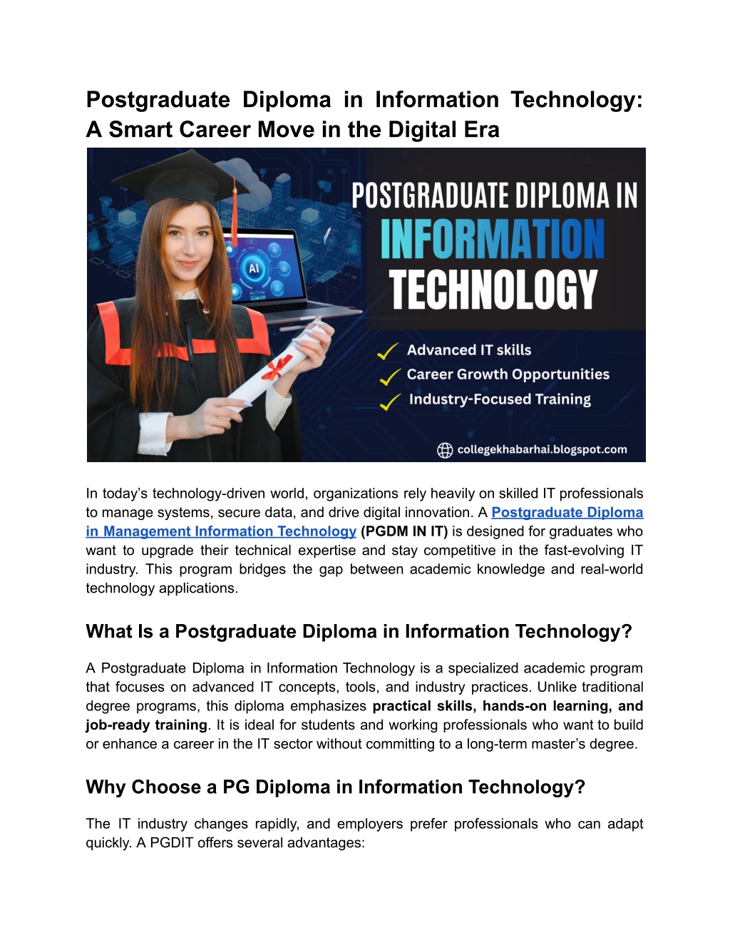 PPT - Postgraduate Diploma in Information Technology PowerPoint ...