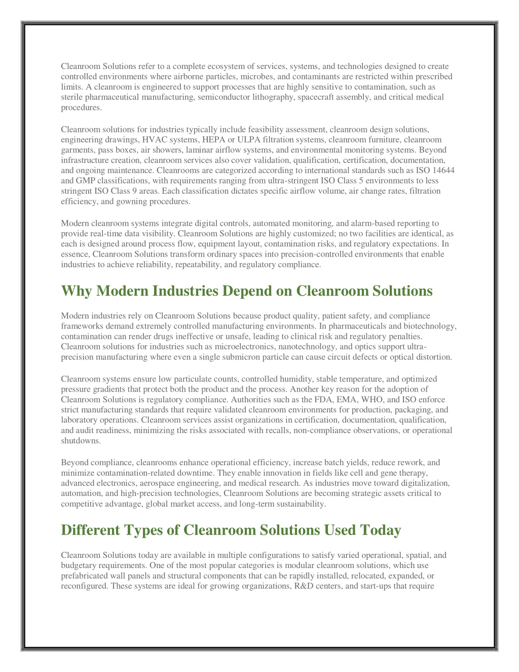 PPT - The Essential Guide to Cleanroom Solutions for Modern Industries ...
