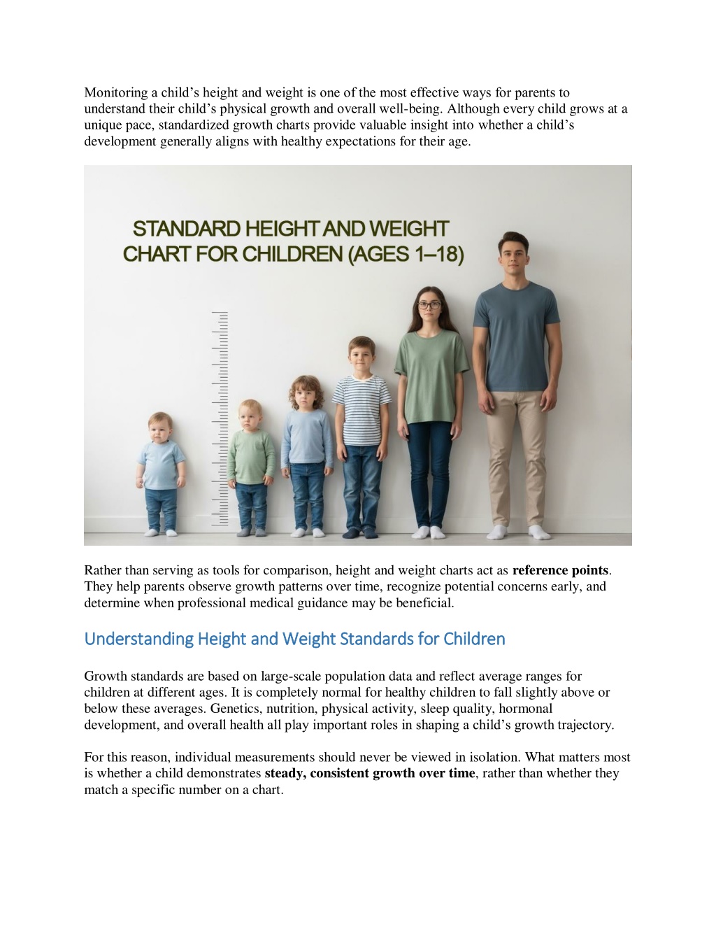 PPT - Standard Height and Weight Chart for Children(Ages 1–18 ...