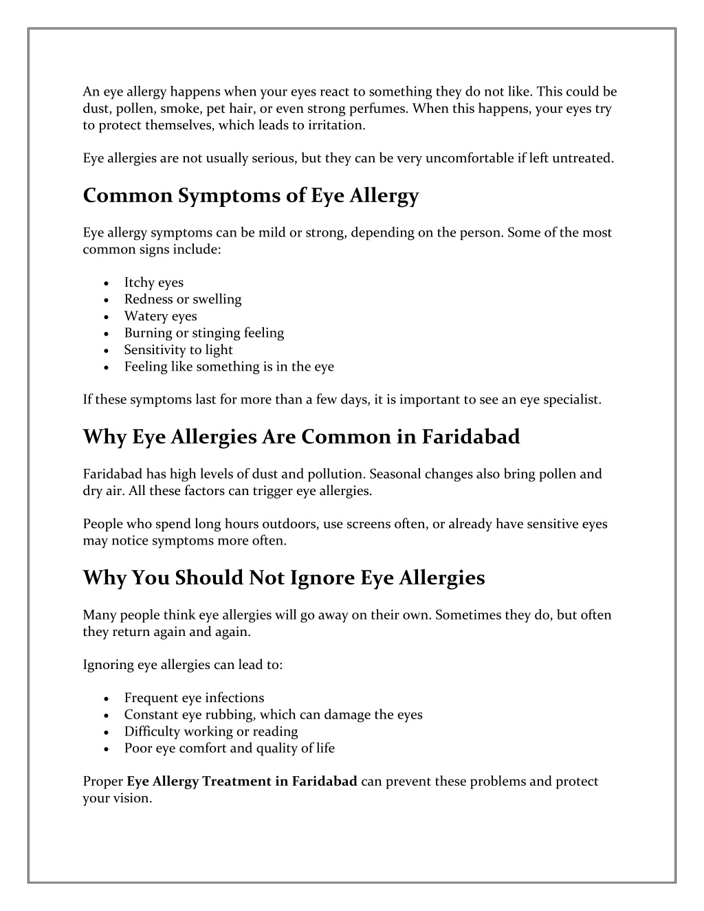 PPT - Best Eye Allergy Treatment in Faridabad | Effective Relief at Eye ...