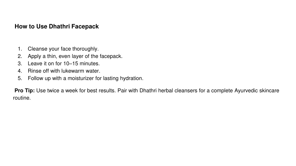 PPT - Dhathri Facepack_ Ayurvedic Radiance for Every Skin Type ...