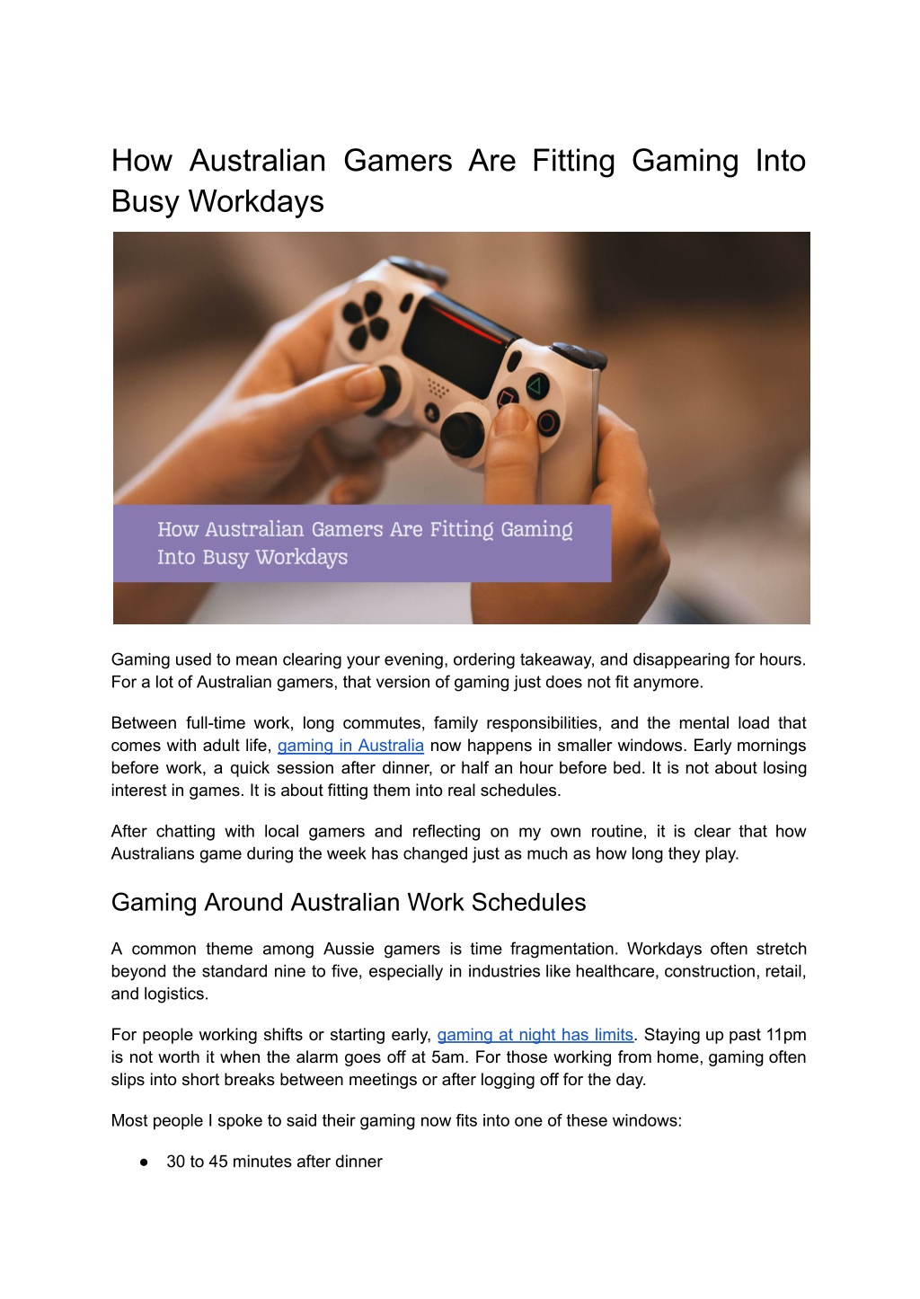 PPT - How Australian Gamers Are Fitting Gaming Into Busy Workdays ...