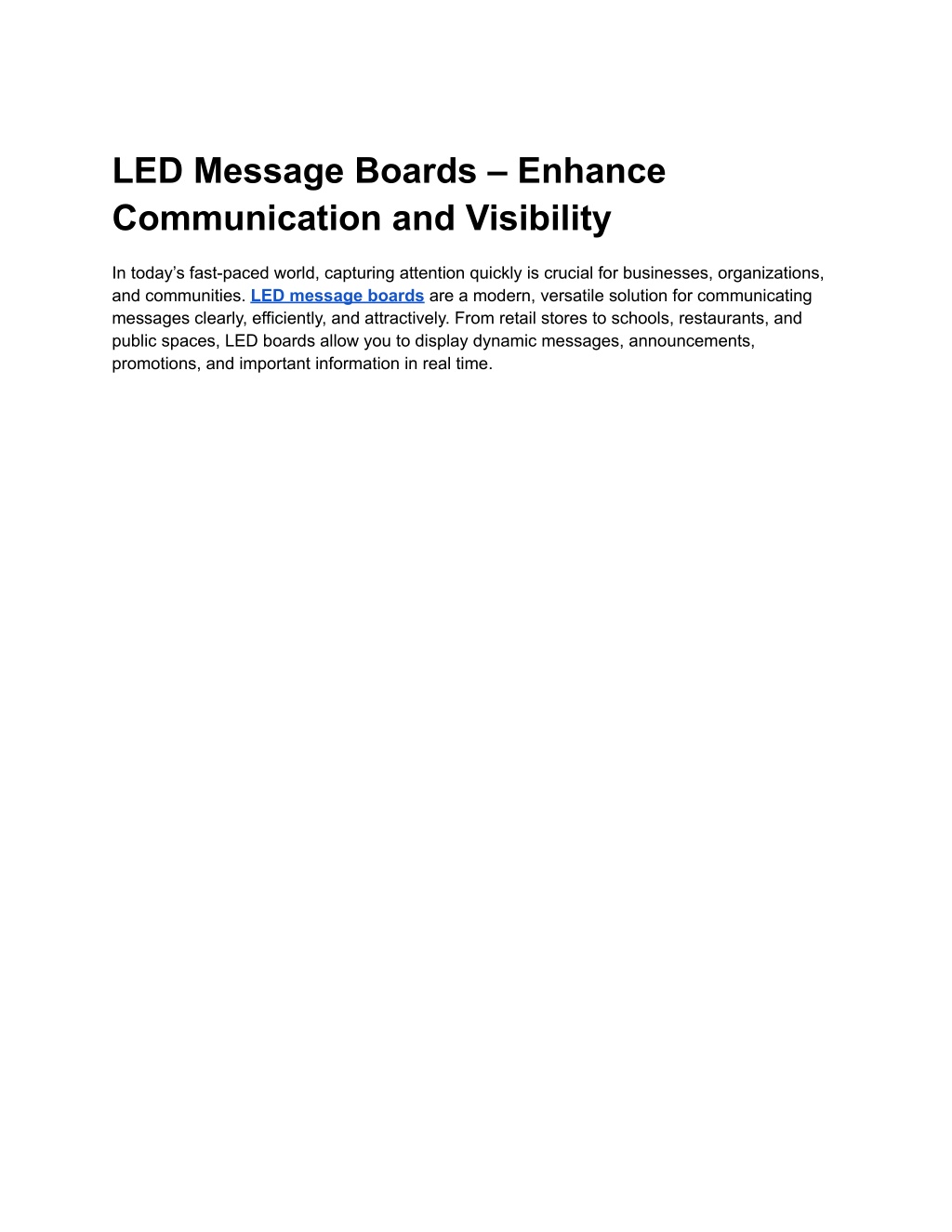 PPT - LED Message Boards – Smart Digital Signage for High Visibility ...