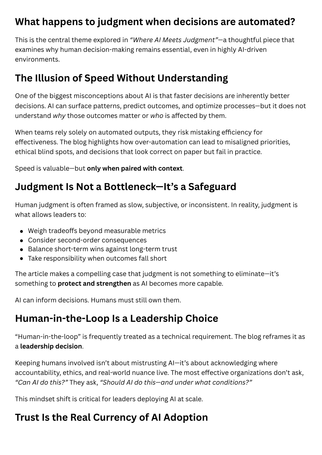 PPT - Where AI Meets Judgment: Why Human Decision-Making Still Defines ...