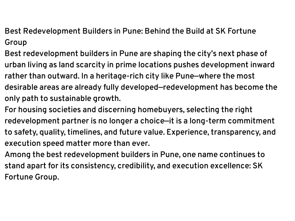 PPT - Best Redevelopment Builders in Pune | Trusted Projects PowerPoint ...