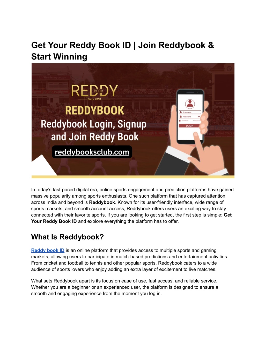 PPT - Get Your Reddy Book ID _ Join Reddybook & Start Winning ...