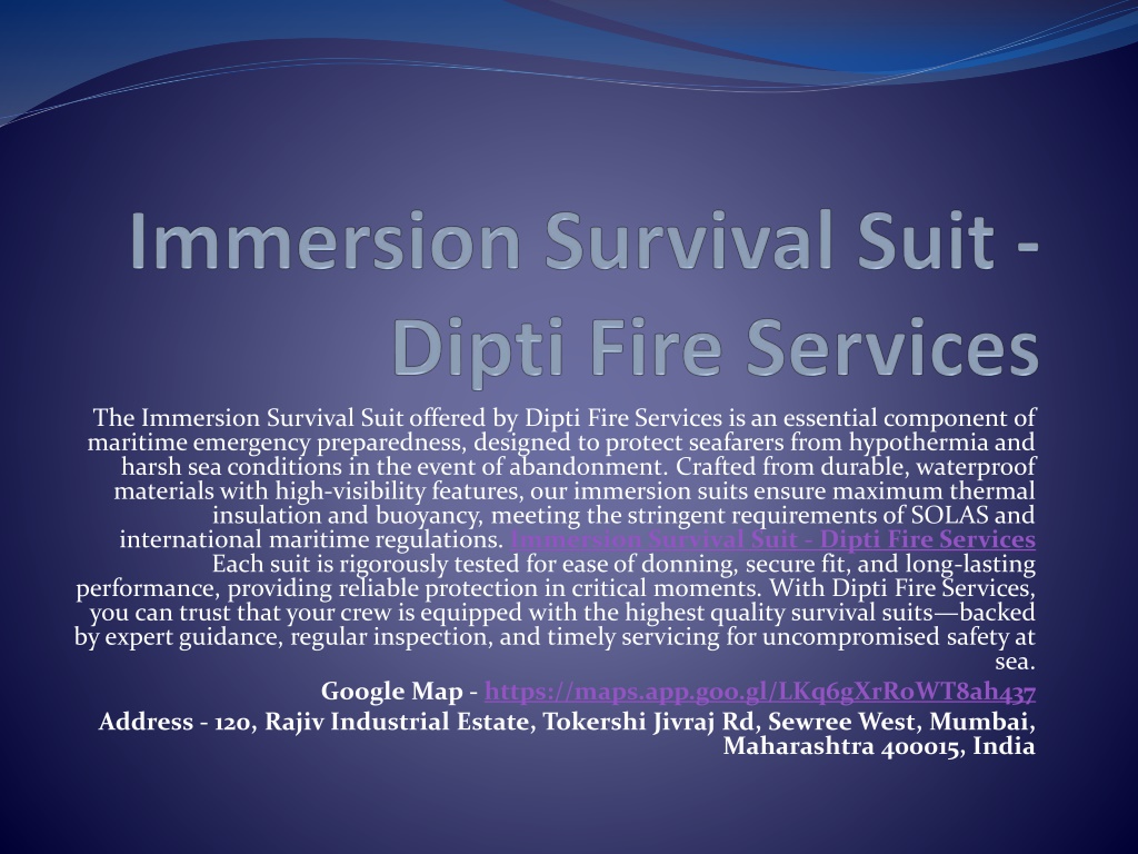 PPT - Life Saving Appliances On Ship - Dipti Fire Services PowerPoint ...