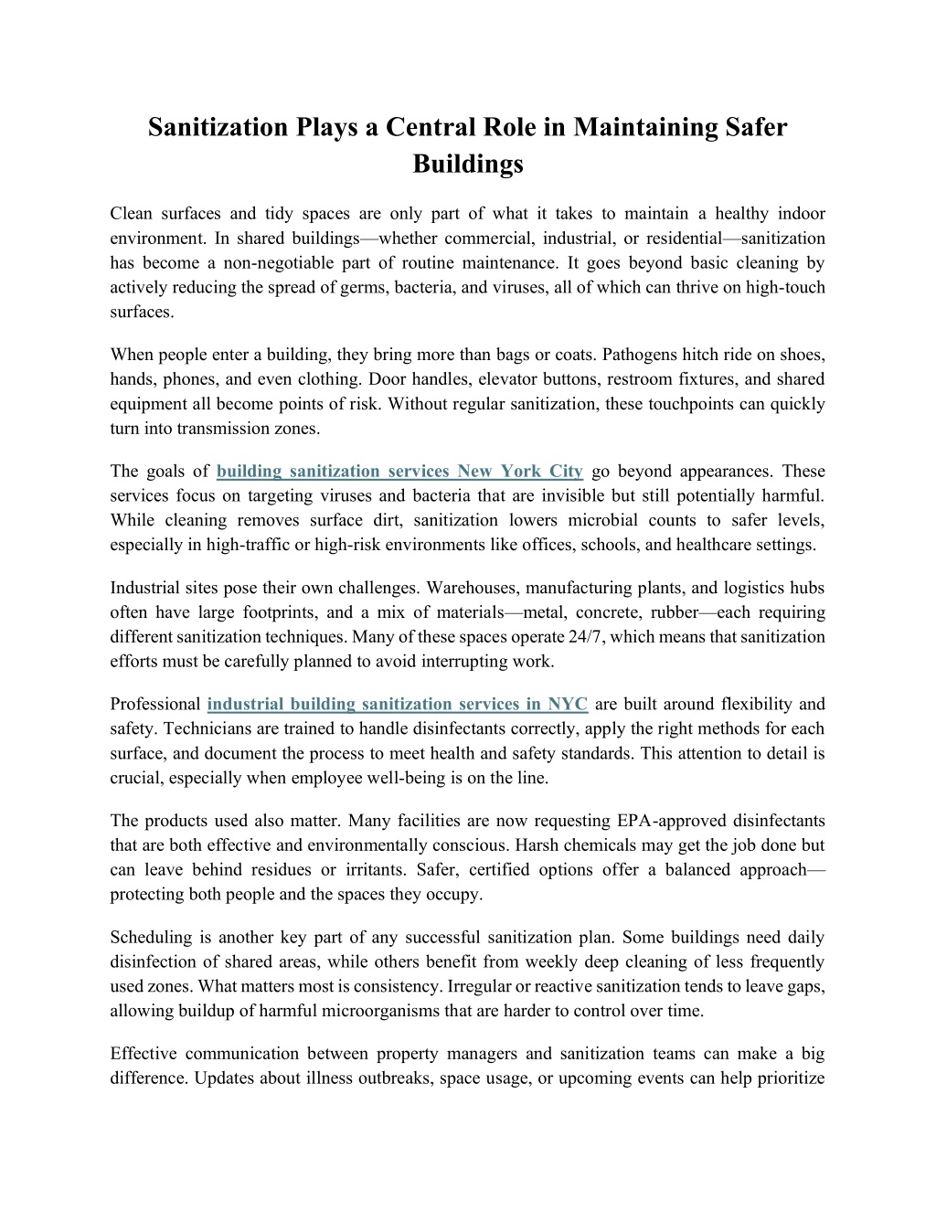 PPT - Sanitization Plays a Central Role in Maintaining Safer Buildings ...