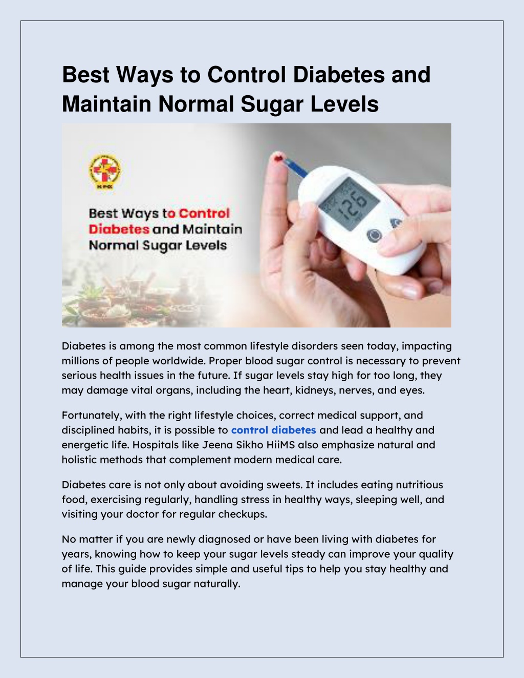 PPT - Best Ways to Control Diabetes and Maintain Normal Sugar Levels ...