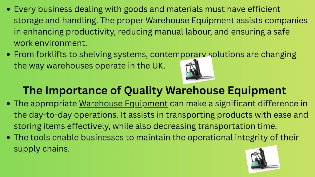 PPT - Streamlining Operations with Reliable Warehouse Equipment ...