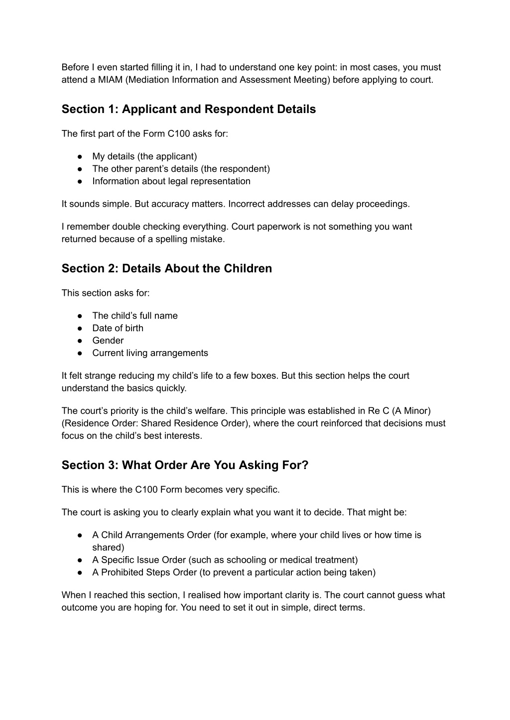 PPT - The C100 Form Explained Through My Own Court Application Journey ...