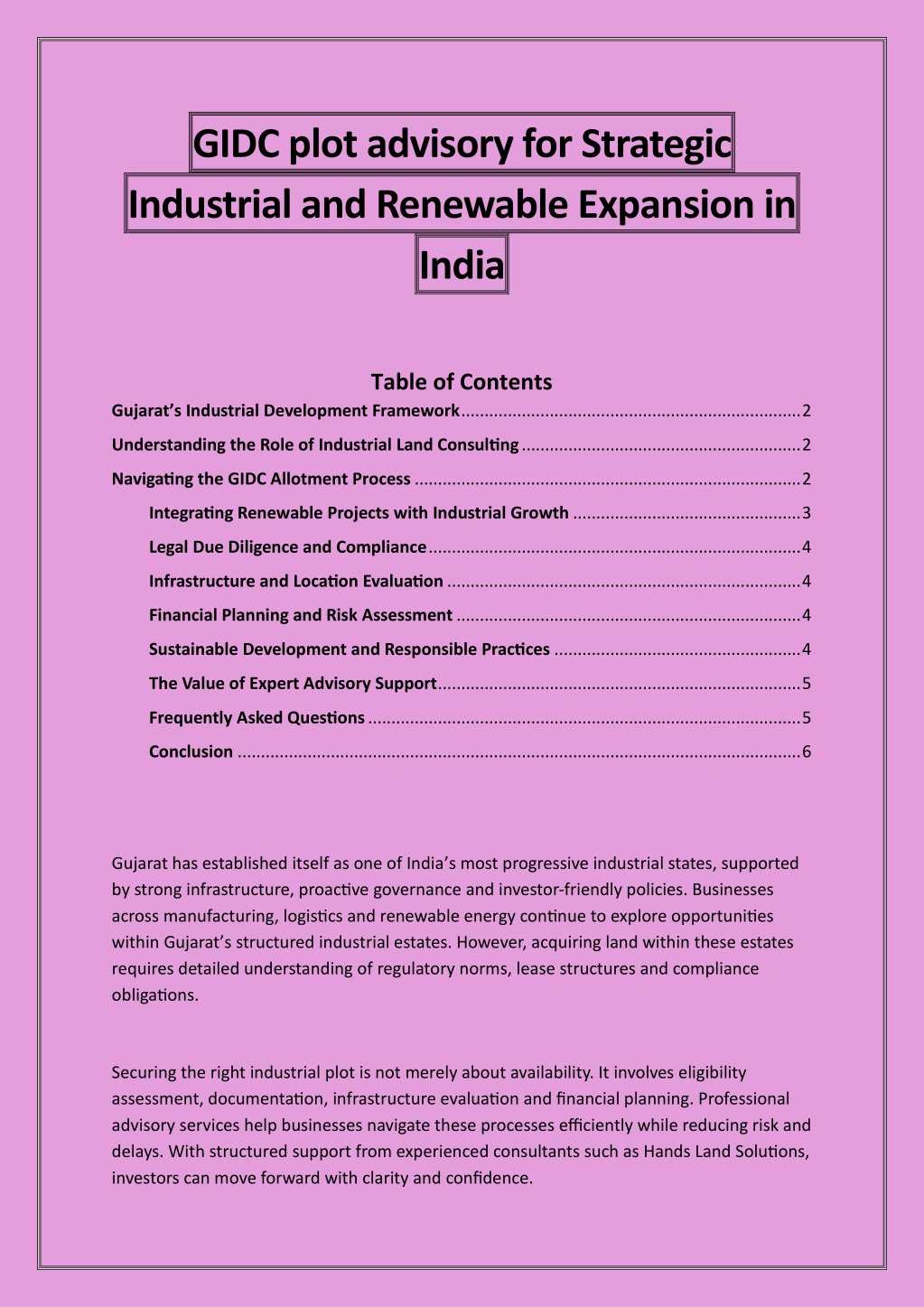 PPT - GIDC plot advisory for Strategic Industrial and Renewable ...