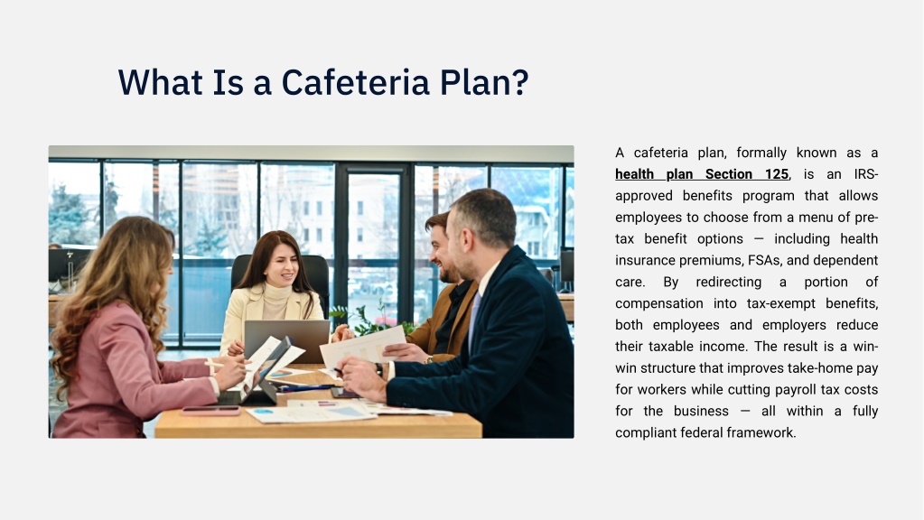PPT - How Cafeteria Plans Support Both Employee Health and Employer ...