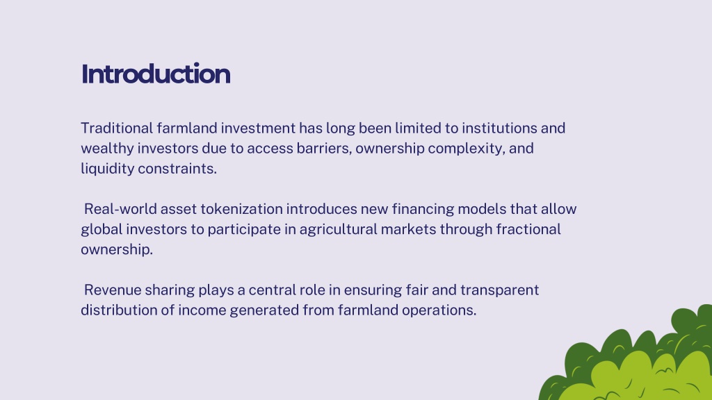 PPT - Revenue-Sharing Models in Tokenized Farming Land Ecosystems ...