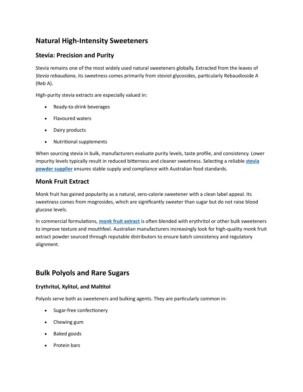 PPT - Food Ingredient Australia- Complete Guide to Bulk Sweeteners and ...