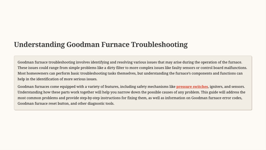PPT - How to Troubleshoot Your Goodman Furnace: Step-by-Step Guide ...
