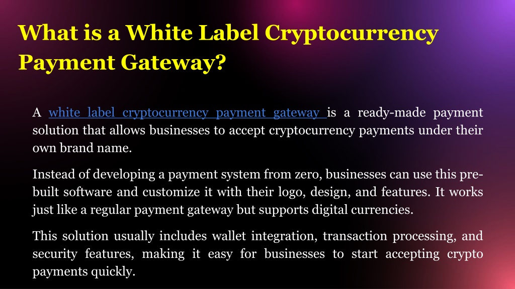 PPT - _Next-Gen Digital Payment Solutions - White Label Cryptocurrency ...