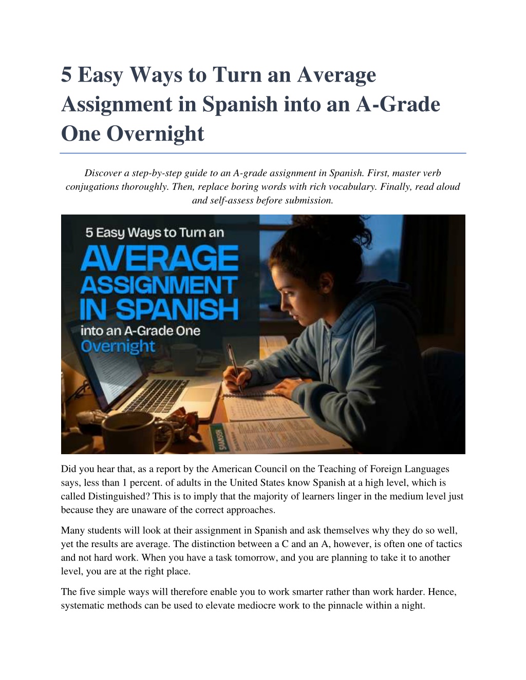 PPT - 5 Easy Ways to Turn an Average Assignment in Spanish into an A ...
