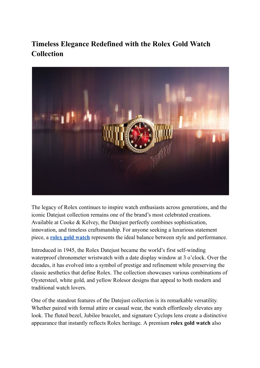 PPT - Timeless Elegance Redefined with the Rolex Gold Watch Collection ...